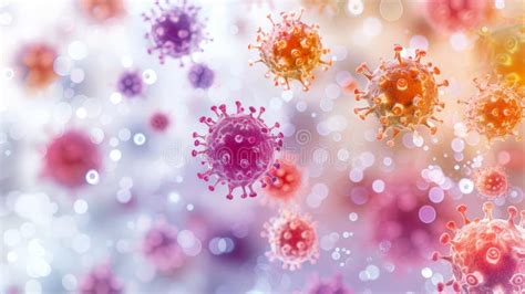 Digital Microcosm Microstock Art Featuring Vibrant Virus Imagery Stock