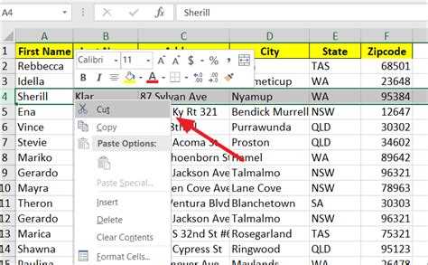 How To Move A Row In Excel