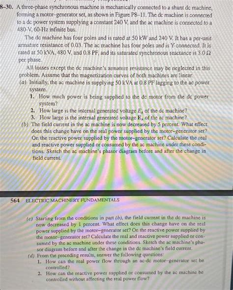 Solved A Three Phase Synchronous Machine Is Chegg