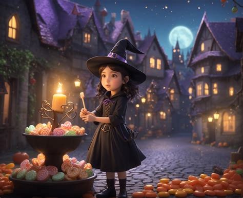 Premium AI Image In A Town Where Candy Has Magical Properties Witch With A Candy Generative AI