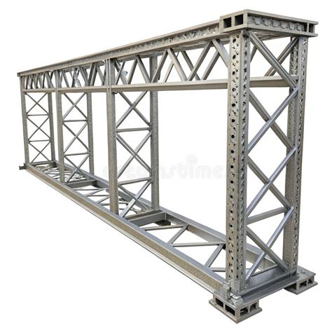 Steel Truss Beam Seamless Structure 3d Metal Structure Isolated On White Background Stock