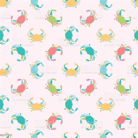 직물 벽지 스크랩북 프로젝트에 대 한 기하학적 레이아웃에서 꽤 다채로운 게 만든 귀여운 원활한 벡터 패턴 배경 게에 대한 스톡 벡터 아트 및 기타 이미지 Istock