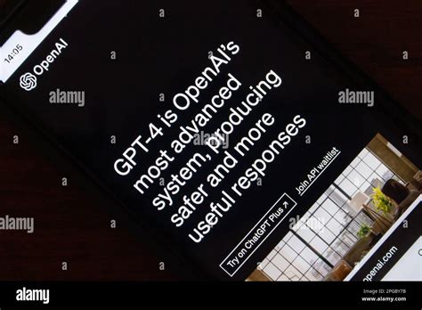 Vancouver Canada Mar 18 2023 Website Of Gpt 4 Seen In An Iphone Gpt 4 Is Multimodal Large
