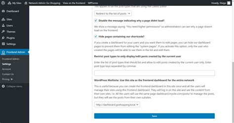 understanding the general settings for multisite networks wp frontend