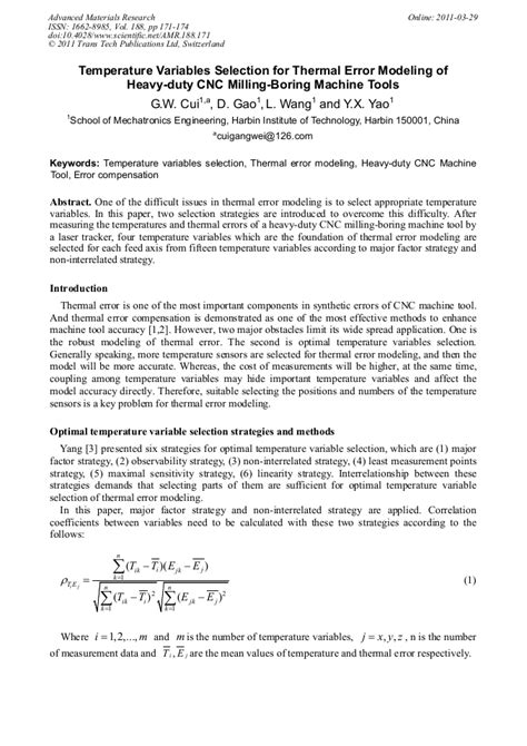 temperature variables selection for thermal error modeling of heavy