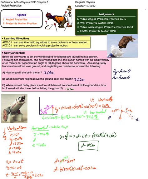 Angled Projectiles Betsy The Cow Regents Physics Angled Projectiles Betsy The Cow Regents Physics