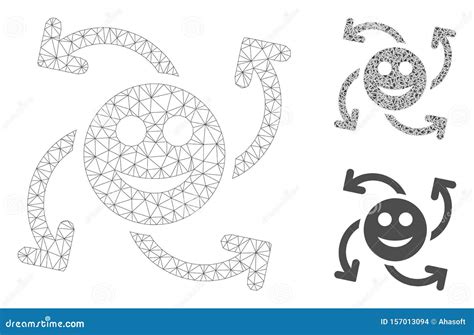 Smile Swirl Arrows Vector Mesh Wire Frame Model And Triangle Mosaic Icon Stock Vector