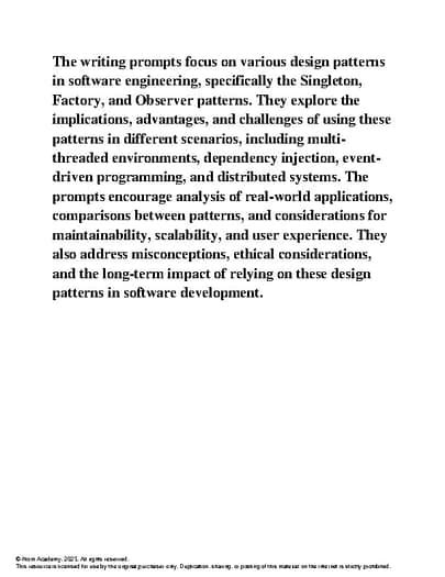 20 Writing Prompts Java Design Patterns Singleton Factory And