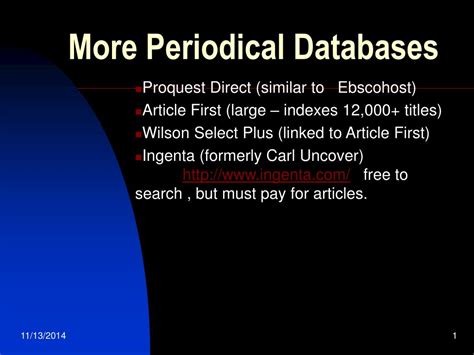 Ppt More Periodical Databases Powerpoint Presentation Free Download