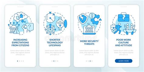 Modern Public Sector Issues Blue Onboarding Mobile App Screen Stock Illustration Illustration