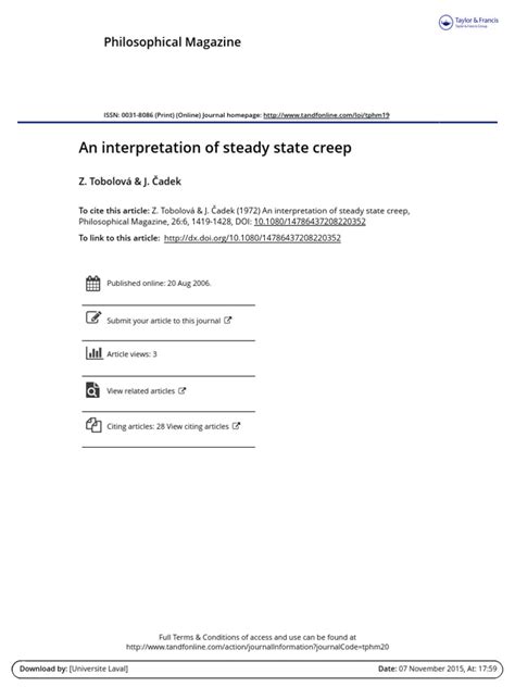 An Interpretation Of Steady State Creep Pdf Creep Deformation