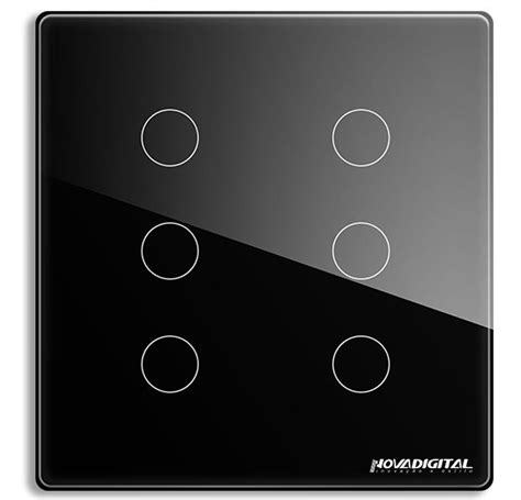 interruptor inteligente 6 botões touch screen 4x4 wi fi rf 433mhz