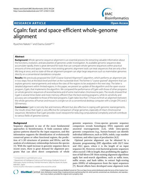 Pdf Cgaln Fast And Space Efficient Whole Genome Alignment Dokumentips