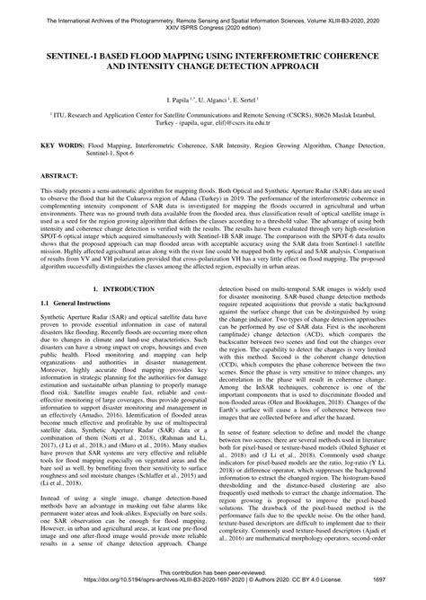 Pdf Sentinel 1 Based Flood Mapping Using Interferometric Coherence