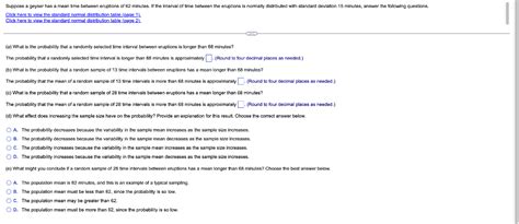 Solved Suppose A Geyser Has A Mean Time Between Eruptions Of