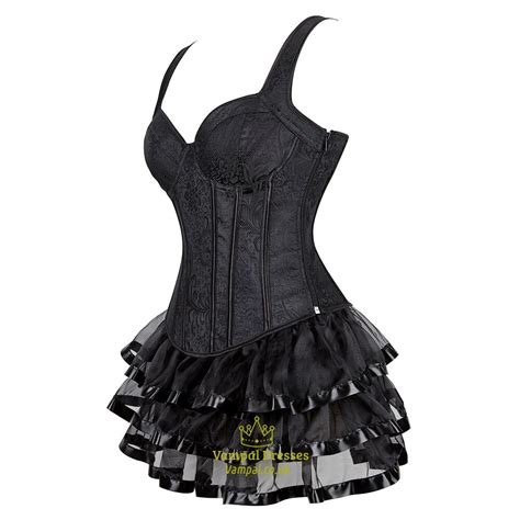 Black Gothic Corsets For Women Plus Size Overbust Burlesque Costume