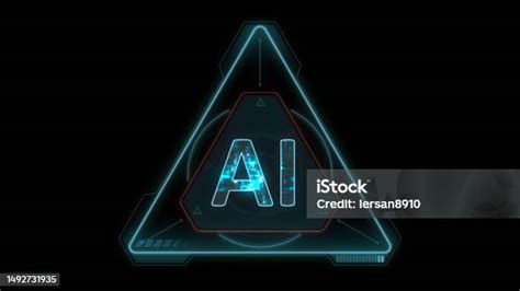 파란색 디지털 Ai 로고와 인공 지능 개념 미래 지향적인 Hud 삼각형 기술 인터페이스 추상적인 배경 개념 알파 채널이