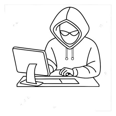 Premium Vector Single Line Drawing Of A Computer Hacker Stereotype In A Line Art Vector