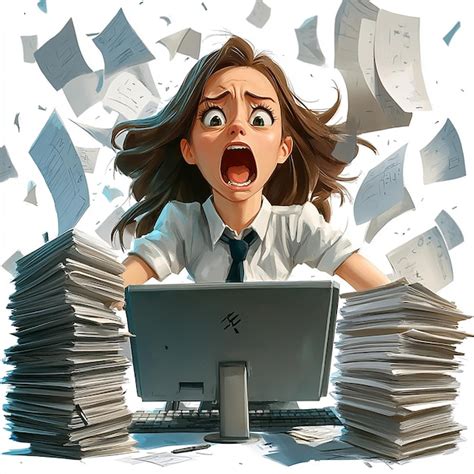 Stressed Office Worker Screaming Cartoon Image Premium Ai Generated Image