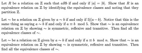 Solved Let R Be A Relation On Z Such That Arb If And Only If