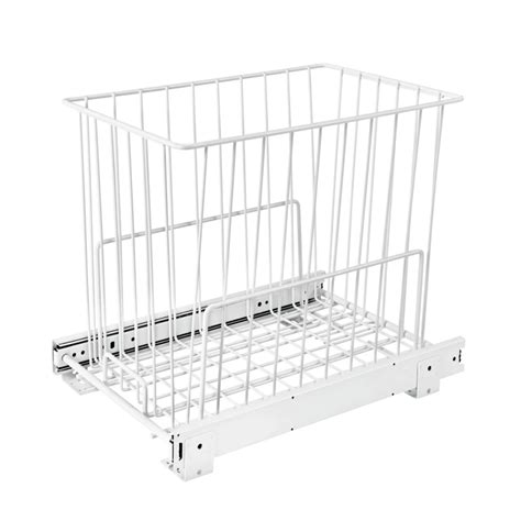 Rev A Shelf HRV S Sliding Pull Out Steel Wire Laundry Clothes Hamper Basket White