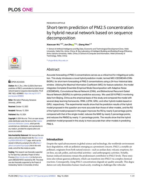 Pdf Short Term Prediction Of Pm2 5 Concentration By Hybrid Neural Network Based On Sequence