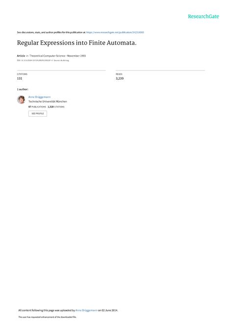 Regular Expressions Into Finite Automata See Discussions Stats And