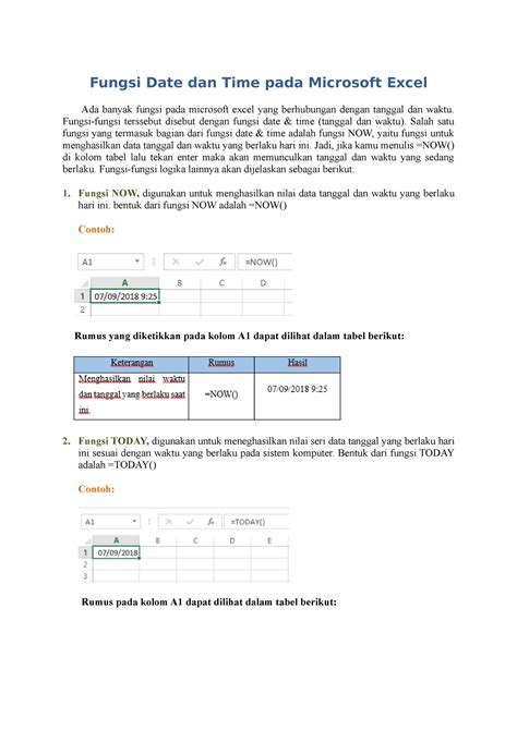 Topik 13 Fungsi Date Dan Time Ms Excel Fungsi Date Dan Time Pada