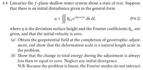 Oceanography Geostrophic Adjustment With Shallow Water Equations