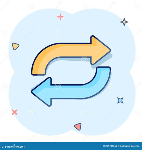 Arrow Rotation Icon In Comic Style Sync Action Cartoon Vector