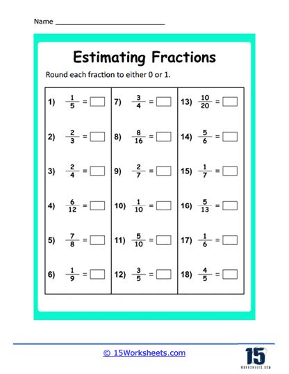 Estimating Fractions Worksheets 15 Worksheets Library