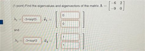 Solved Point Find The Eigenvalues And Eigenvectors Of Chegg Com
