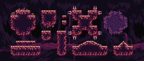 Lava Caves Fantasy Pixel Art Tileset By Aamatniekss