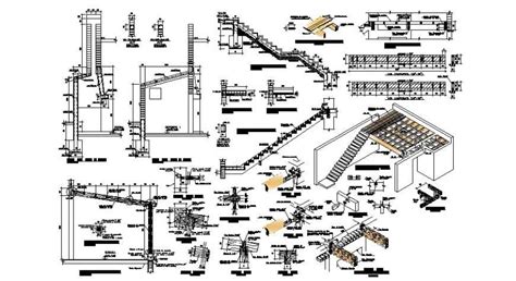 Staircase Construction Block Detail 2d View Cad Structural Unit Autocad File