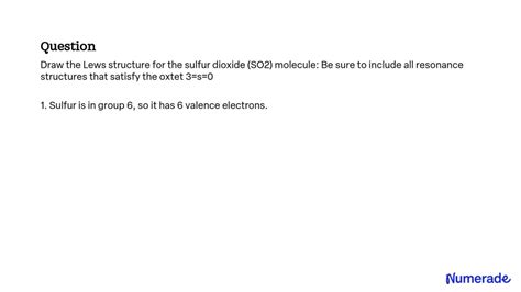Solved Draw The Lewis Structure For The Sulfur Dioxide So2 Molecule