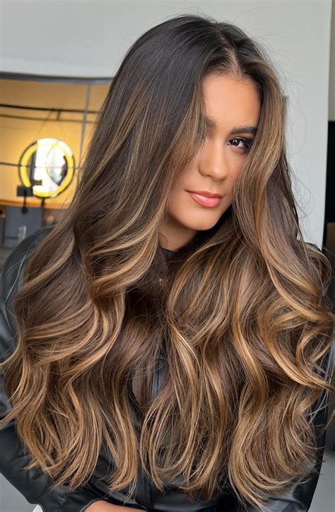 Butterscotch Honey Caramel Balayage With Money Piece Brunette Highlight
