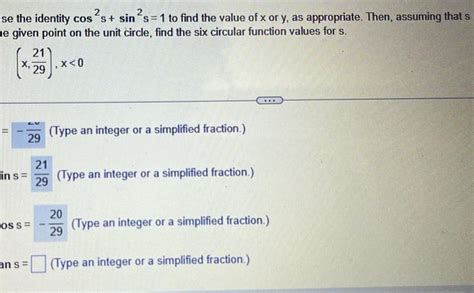 Answered Se The Identity Cos S Sin S 1 To Find The Value Of X Or Y As Kunduz