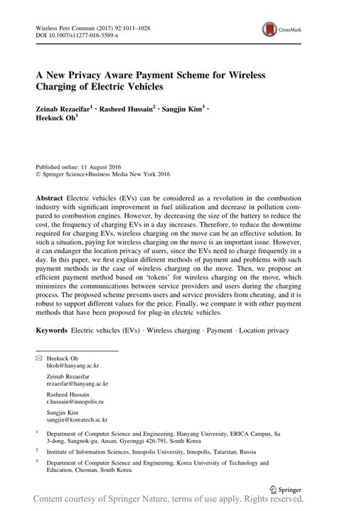 A New Privacy Aware Payment Scheme For Wireless Charging Of Electric Vehicles Request Pdf