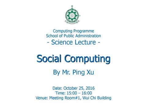 Bsc In Computing Seminar On Social Computing