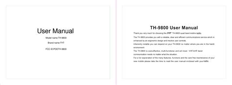 TYT ELECTRONICS TH 9800 Receiver Portion Of Amateur Tranceiver User Manual