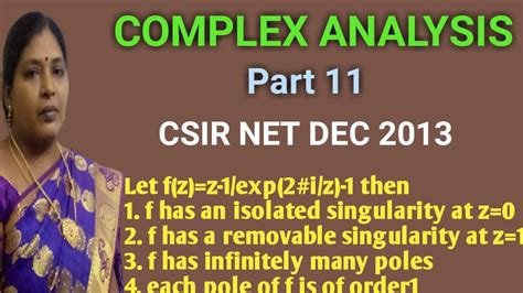 Csir Net Dec 2013complex Analysissingularities Youtube