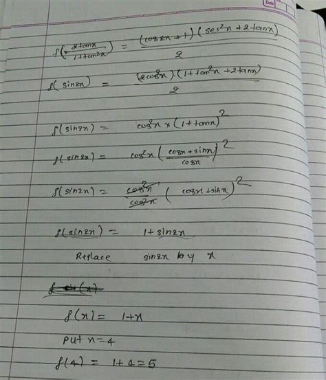 "( begin{array} { | c | c | c | c | } hline text { 5.) If } & { f left( frac { 2 tan x } { 1 ...