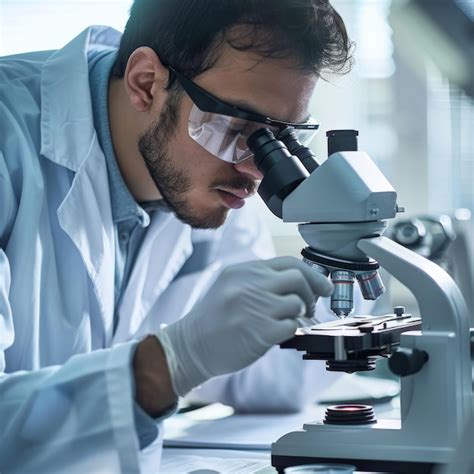 Scientist Conducting Research Using A Microscope In A Laboratory Focus On Scientific Discovery