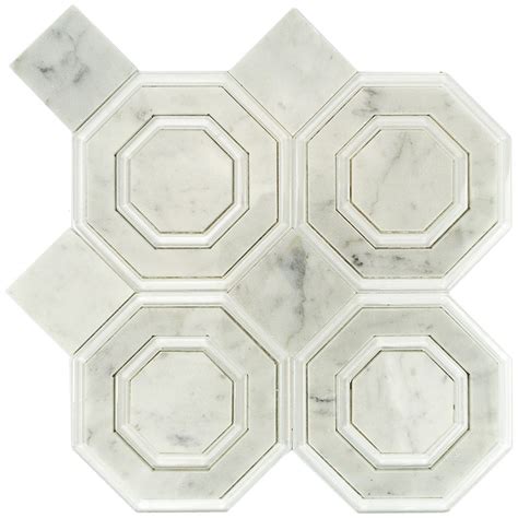 Omni Hex White Carrara Super White Polished Line St Clair Tile