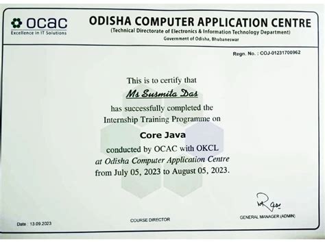 susmita das on linkedin internship core java ocac