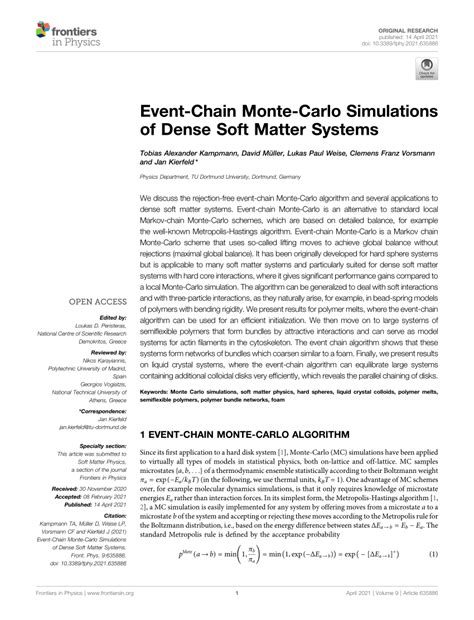 pdf event chain monte carlo simulations of dense soft matter systems