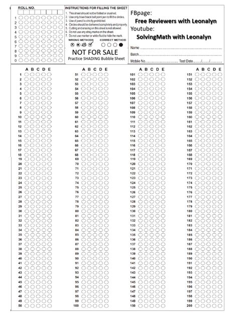 200 Item Bubble Sheet Practice Shading Pdf
