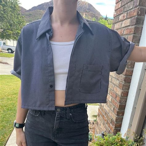 Crop Top Cropped Button Down Shirt Wide Top Blouse Summer Shirt Etsy