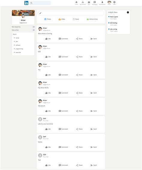 Linkedin App React Js Firebase Redux Syed Khizer Front End Dev