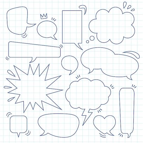 Premium Vector Line Shapes Of Speech Bubbles On Checkered Paper